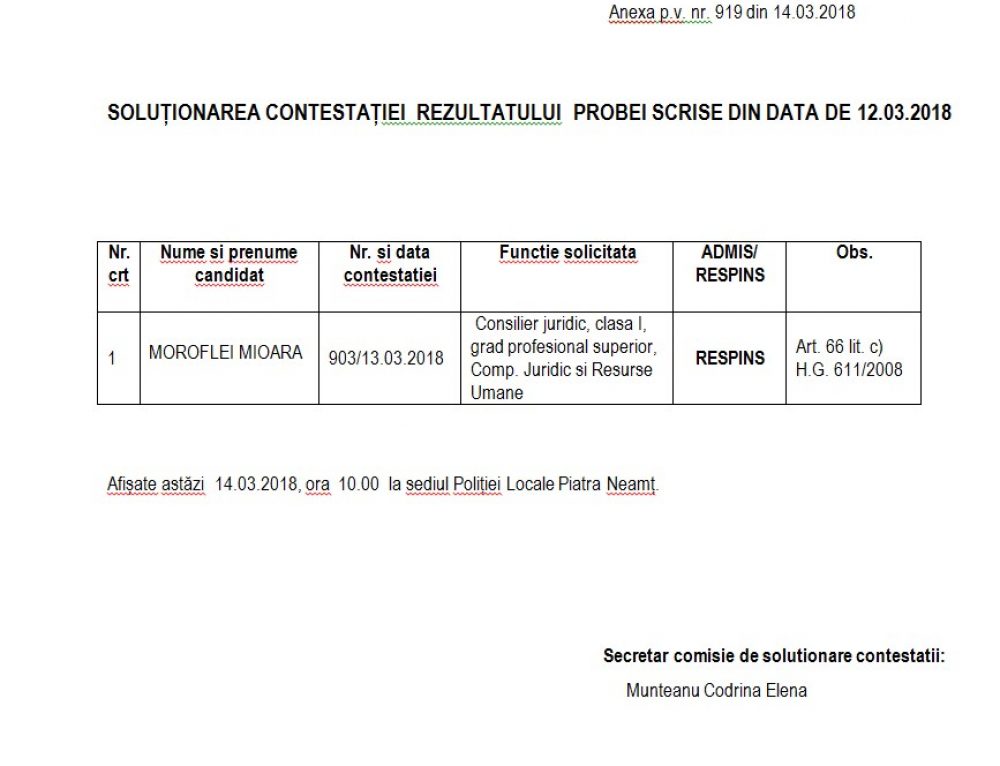 Formular inscriere concurs Anexa 3 – H. 611 din 2008 – POLITIA LOCALA ...